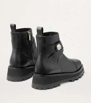 JIMMY CHOO Meena Leather Ankle Boots With Monogram Embellishment - Black