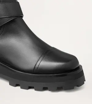 JIMMY CHOO Meena Leather Ankle Boots With Monogram Embellishment - Black