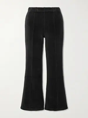 Suzie Kondi Cropped Cotton-blend Velour Flared Pants
