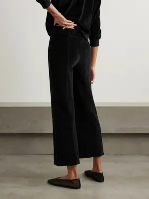 Suzie Kondi Cropped Cotton-blend Velour Flared Pants