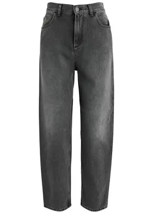 Moncler Faded Cropped Straight-leg Jeans - Grey