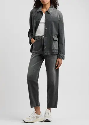 Moncler Faded Cropped Straight-leg Jeans