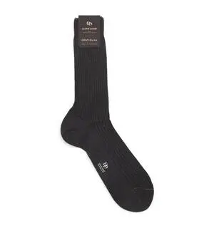 DORE DORE Cotton Rib-knit Crew Socks - Grey