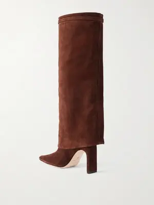 Staud Wally Buckled Suede Knee Boots - Brown