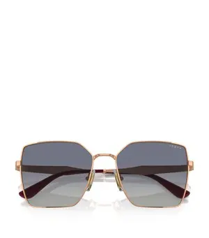 VOGUE Rose Tone Oversized Square Frame Sunglasses