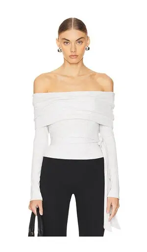 MORE TO COME Jani Off Shoulder Top - Light Grey