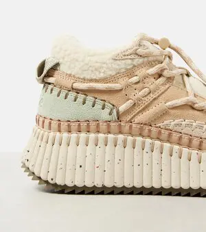 Chloé Shearling-lined Suede Sneakers