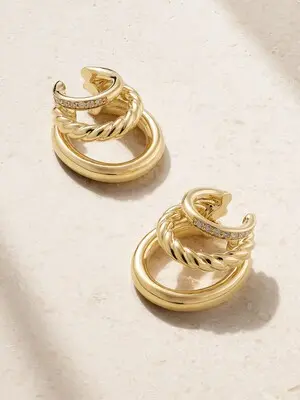 David Yurman Dy Mercer 18-karat Diamond Hoop Earrings - Gold