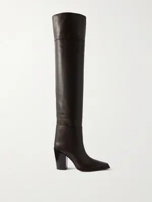 JIMMY CHOO Cece 80 Leather Point-toe Over-the-knee Boots - Brown