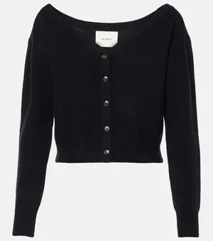 LISA YANG Lisa Yang Beata Off-Shoulder Cashmere Cardigan Black