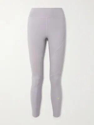 Adidas By Stella McCartney Perforated Logo Appliqué Leggings - Gray