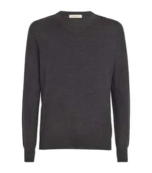 Johnstons Of Elgin Superfine Cashmere V-neck Sweater - Grey
