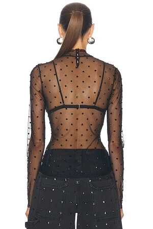Retrofete Lilith Mesh Top With Embellishments