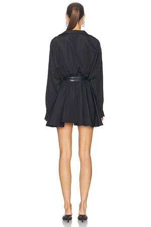 Norma Kamali Super Oversized Boyfriend Shirt Flared Mini Dress - Black