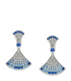 BVLGARI White Diamond And Sapphire Divas’ Dream Earrings - Gold