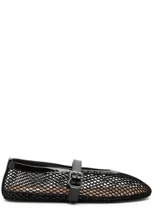 Alaïa Mesh Ballet Flats With Patent Trim - Black