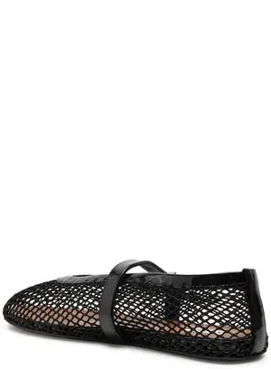 Alaïa Mesh Ballet Flats With Patent Trim - Black