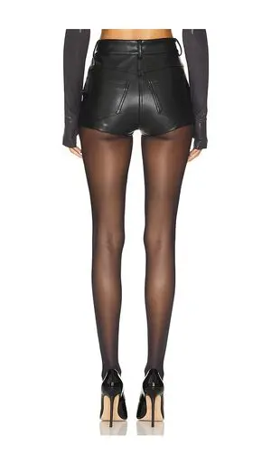 Norma Kamali High Waist Faux Leather Shorts - Black