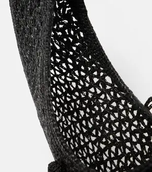 Jacquemus Spiaggia Raffia Shoulder Bag - Black