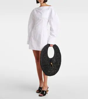 Jacquemus Spiaggia Raffia Shoulder Bag - Black