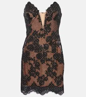 SELF-PORTRAIT Embellished Lace Bustier Mini Dress