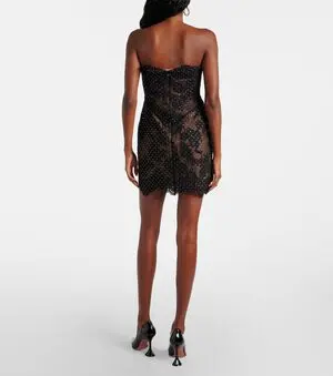 SELF-PORTRAIT Embellished Lace Bustier Mini Dress
