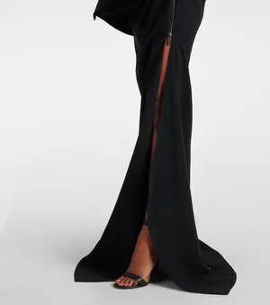Maticevski Fateful Ruffled Gown In /grizzly - Black