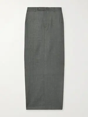 BETTTER Asymmetric Striped Wool-blend Maxi Skirt - Gray