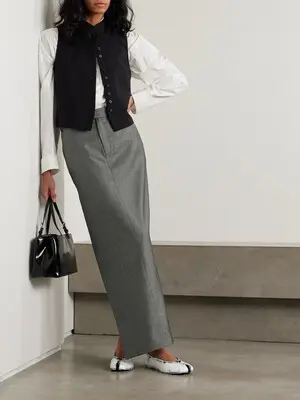 BETTTER Asymmetric Striped Wool-blend Maxi Skirt