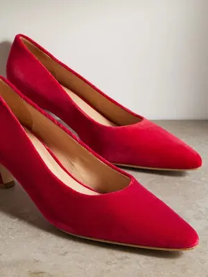 Gabriela Hearst Peggy Velvet Pumps - Red
