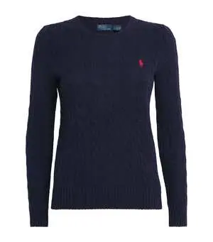 Polo Ralph Lauren Polo Ralph Lauren Wool-Cashmere Julianna Cable Knit Sweater Blue