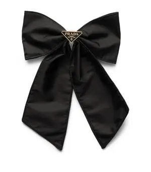 Prada Re-nylon Bow Hair Clip - Black