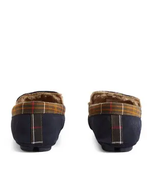 Barbour Suede Tartan-trim Slippers