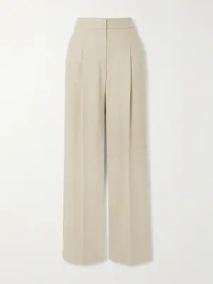 Loulou De Saison Juno Pleated Wool-blend Wide-leg Trousers - Neutrals