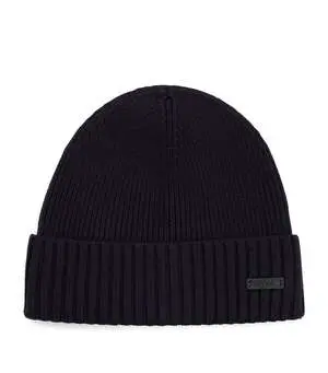 BOSS Virgin Wool Logo Beanie - Blue