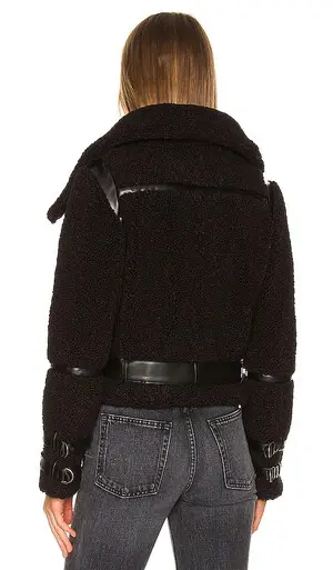 Tularosa Faux Fur Moto Jacket With Leather Accents