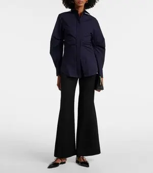 Victoria Beckham Gathered Cotton-blend Shirt