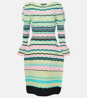 SUSAN FANG Striped Puff-sleeve Midi Dress - Multicoloured