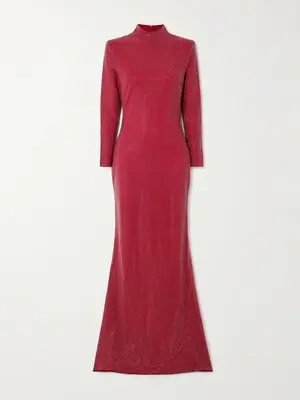 Solace London Vivienne Crystal-embellished Crepe Gown - Red