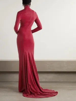Solace London Vivienne Crystal-embellished Crepe Gown - Red