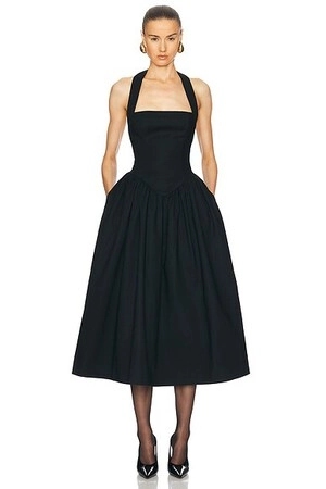 HELSA Faille Halter Midi Dress