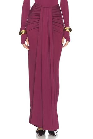 HELSA Matte Jersey Long Wrap Skirt - Cabernet