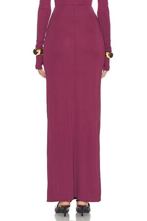 HELSA Matte Jersey Long Wrap Skirt - Cabernet
