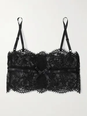 Dolce & Gabbana Satin-trimmed Chantilly Lace Top - Black
