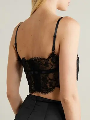 Dolce & Gabbana Satin-trimmed Chantilly Lace Top