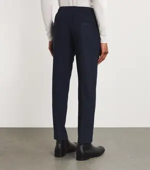 Isaia Wool-cashmere Blend Drawstring Trousers - Navy