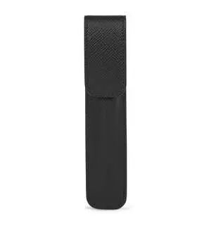Smythson Panama Leather Pen Sleeve - Black