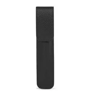 Smythson Panama Leather Pen Sleeve - Black