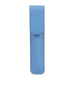 Smythson Panama Leather Pen Sleeve - Blue