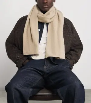 LE BONNET Lambswool Classic Scarf - Beige